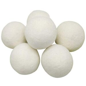 Wool Dryer Balls Organic XL 6-Pack by Ecoigy, Reusable Natural Fabric Softener for Laundry, Dryer Sheets Alternative, New Zealand Wool, Speed Up Dry Time, Cut Energy Costs