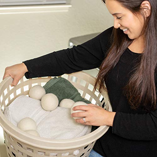 Wool Dryer Balls Organic XL 6-Pack by Ecoigy, Reusable Natural Fabric Softener for Laundry, Dryer Sheets Alternative, New Zealand Wool, Speed Up Dry Time, Cut Energy Costs