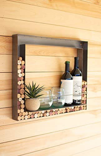 Kalalou CQ7493 Wall Bar and Wine Cork Holder, Brown