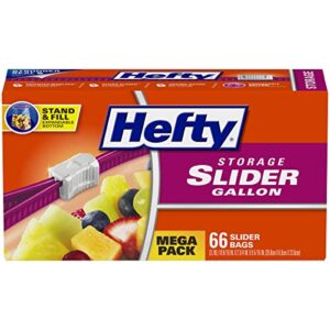 hefty slider storage bags, gallon size, 66 count