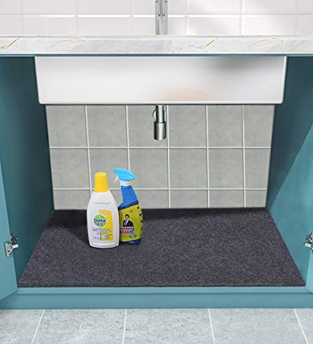 Sensko Under Sink Mat, Kitchen Cabinet Mat, Absorbent/Waterproof，Sink Drip Protector Tray ，Contains Liquids — Protects Cabinets，Washable(24" x 48")