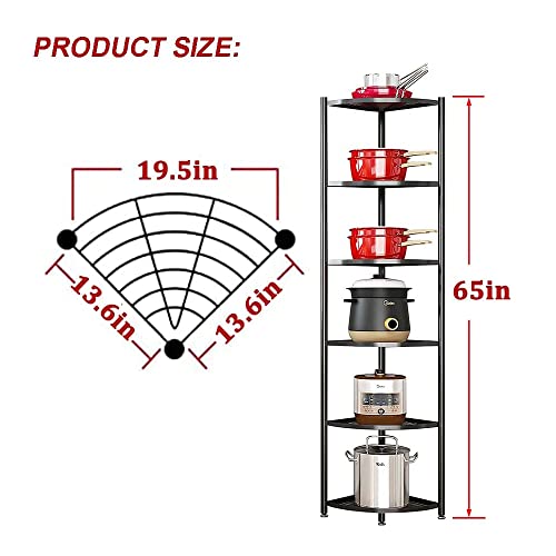 MYOYAY Kitchen Pot Rack 6-Tier Cookware Stand Corner Pot Rack Storage Organizer Kitchen Corner Shelf Rack Multi-Layer Corner Shelf Stand Stainless Steel Shelf Holder for Pans Pots and Kettles