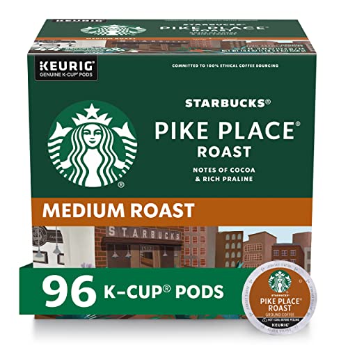 Starbucks K-Cup Coffee Pods—Medium Roast Coffee—Pike Place Roast for Keurig Brewers—100% Arabica—4 boxes (96 pods total)