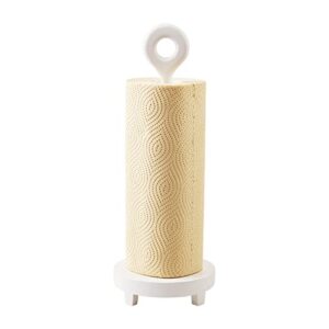 mud pie wooden paper towel holder, white, 16 1/2″ x 6″ dia