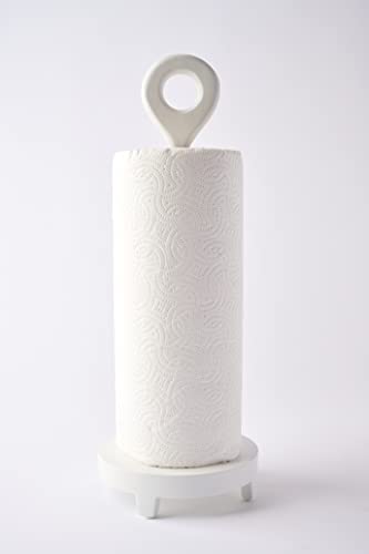 Mud Pie Wooden Paper Towel Holder, White, 16 1/2" x 6" Dia