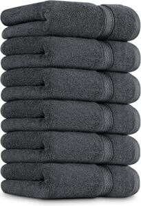 utopia towels 6 pack premium hand towels set, (16 x 28 inches) 100% ring spun cotton, ultra soft and highly absorbent 600gsm towels for bathroom, gym, shower, hotel, and spa (grey)