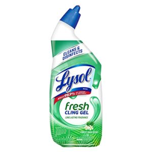 lysol toilet bowl cleaner gel, for cleaning and disinfecting, stain removal, forest rain scent, 24oz