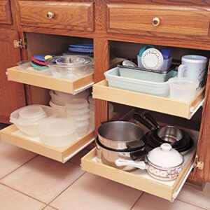 Sliding Pull-Out Shelf For Cabinets (Kitchen Replacement, Pantry Drawers, Cutlery Storage, etc.) 3 1/2" Tall - 21 3/4" Deep - Includes 3/4 Slides & Base Mounting - Clear Opening Width: (15")