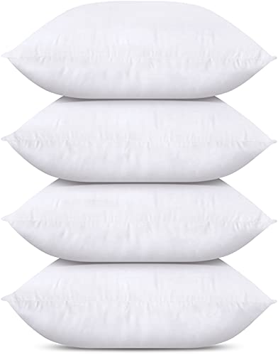 Utopia Bedding Throw Pillow Inserts (Set of 4, White), 18 x 18 Inches Pillow Inserts for Sofa, Bed and Couch Decorative Stuffer Pillows