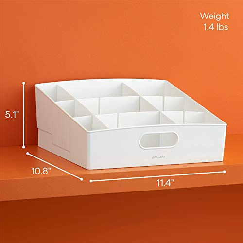 YouCopia Crazy Susan Turntable, Divided Lazy Susan Organizer with 6 Clear Bins for Cabinet and Pantry Storage & Kitchen Cabinet Pantry ShelfBin Packet & Snack Bin Organizer, Large, White