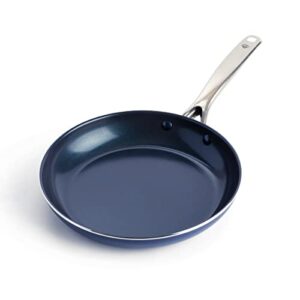 blue diamond cookware diamond infused ceramic nonstick 10″ frying pan skillet, pfas-free, dishwasher safe, oven safe, blue