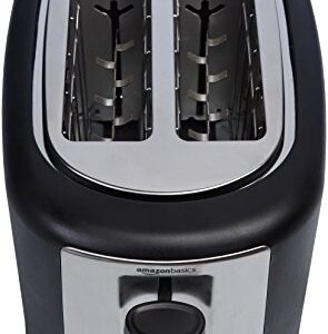 Amazon Basics 2 Slice, Extra-Wide Slot Toaster with 6 Shade Settings, Black