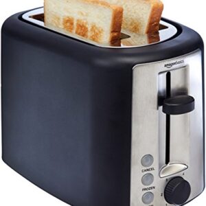 Amazon Basics 2 Slice, Extra-Wide Slot Toaster with 6 Shade Settings, Black