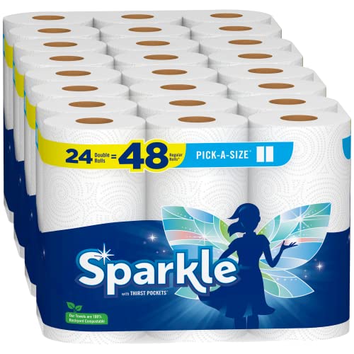 Sparkle® Pick-A-Size® Paper Towels, 24 Double Rolls = 48 Regular Rolls