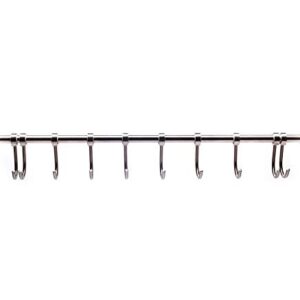 Pot Racks Kitchen sliding hook 20 inches, with 10 stainless steel cutlery racks, wall-mounted pot and lid kitchen racks, spoons, barbecue tools, cookware, towel racks