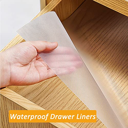 Drawer Liners for Dresser, Non Adhesive Shelf Liner, Washable Fridge Liners, Waterproof Non-Skid Oil-Proof Cabinet Liner, 12 inches x 9.85 feet - Clear, 12 IN x 9.85 FT