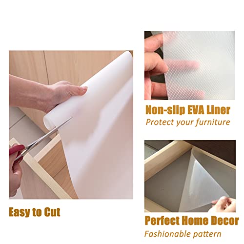 Drawer Liners for Dresser, Non Adhesive Shelf Liner, Washable Fridge Liners, Waterproof Non-Skid Oil-Proof Cabinet Liner, 12 inches x 9.85 feet - Clear, 12 IN x 9.85 FT