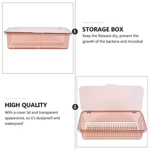 ifundom Flatware Tray Kitchen Drawer Organizer With Lid And Drainer- Kitchen Cutlery Tray and Utensil Storage Container with Cover- Dust- Proof Dinnerware Holder