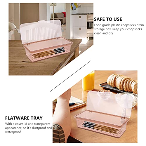 ifundom Flatware Tray Kitchen Drawer Organizer With Lid And Drainer- Kitchen Cutlery Tray and Utensil Storage Container with Cover- Dust- Proof Dinnerware Holder