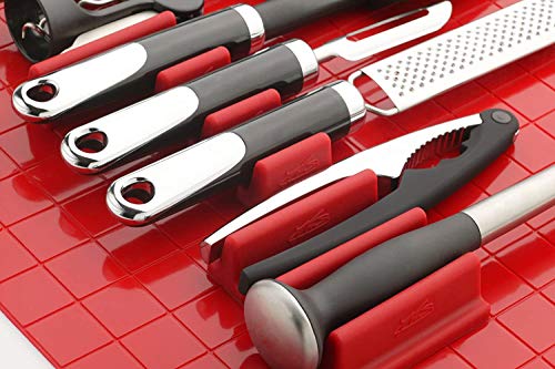 KMN Home DrawerDecor Customizable Organizer, Drawer and Shelf Cabinet Liners, Non-Slip and Easy Clean, Deluxe Starter Kit, 21 Piece - Red