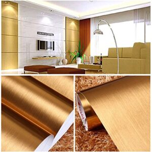 F&U Brushed Metal Look Contact Paper Film Vinyl Self Adhesive Backing Waterproof Metallic Gloss Shelf Liner Peel and Stick Wall Decal for Covering Counter Top Kitchen Cabinet (24 X 78.7 inch, Gold)