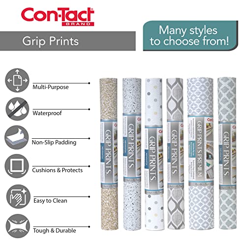 Con-Tact Brand Grip Prints Durable Non-Adhesive Non-Slip Shelf and Drawer Liner, 18" x 8', White