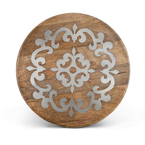 18-Inch Diameter Metal-Inlaid Wood Heritage Lazy Susan