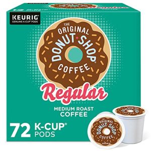 the original donut shop keurig single-serve k-cup pods, regular medium roast coffee, 72 count