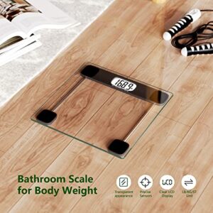 ZOETOUCH Scale for Body Weight Digital Bathroom Scale Weighing Scale Bath Scale, LCD Display Batteries and Tape Measure Included, 400lbs