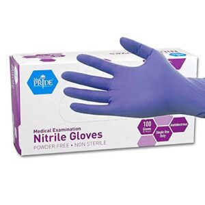 medpride powder-free nitrile exam gloves, medium, box/100