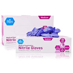 MedPride Powder-Free Nitrile Exam Gloves, Medium, Box/100