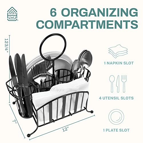 Home Intuition Picnic Caddy - Silverware Caddy Utensil Holder for Party - Plate and Utensil Caddy for Parties - Cutlery and Flatware Holder for Outdoor Table, Camping, BBQ, Countertop