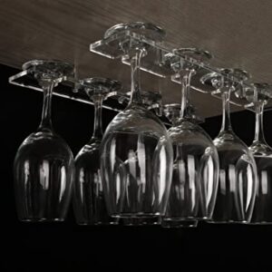 HHUXIUE Wine glass frame wine glass frame wine glass storage shelf cabinet style frame wine glass reserve hanger Yaylai material kitchen bar restaurant screwdriver installation (Transparent 2 set)