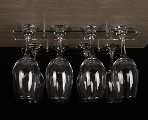 HHUXIUE Wine glass frame wine glass frame wine glass storage shelf cabinet style frame wine glass reserve hanger Yaylai material kitchen bar restaurant screwdriver installation (Transparent 2 set)