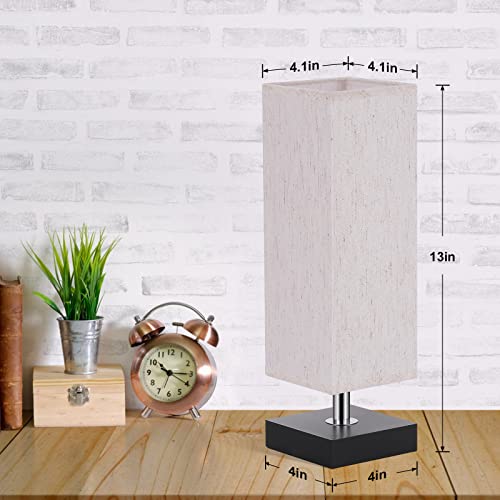 aooshine Small Table Lamp for Bedroom - Bedside Lamps for Nightstand, Minimalist Solid Wood Night Stand Light Lamp with Square Fabric Shade, Desk Reading Lamp for Kids Room Living Room Office Dorm