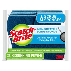 scotch-brite non-scratch scrub sponges, for washing dishes and cleaning kitchen, 6 scrub sponges