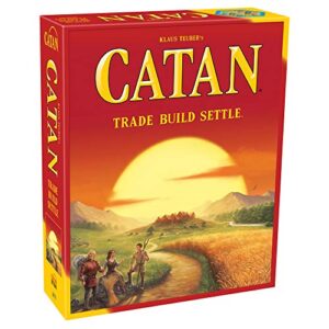 catan board game (base game) | family board game | board game for adults and family | adventure board game | ages 10+ | for 3 to 4 players | average playtime 60 minutes | made by catan studio