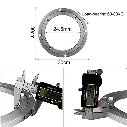 CBTONE 12 Inch Aluminum Lazy Susan Bearing Turntable Bearings 300mm Silver Turntable Swivel Plate Hardware for Dining-Table