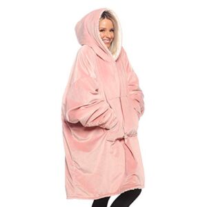 the comfy original | oversized microfiber & sherpa wearable blanket, seen on shark tank, one size fits all (blush)