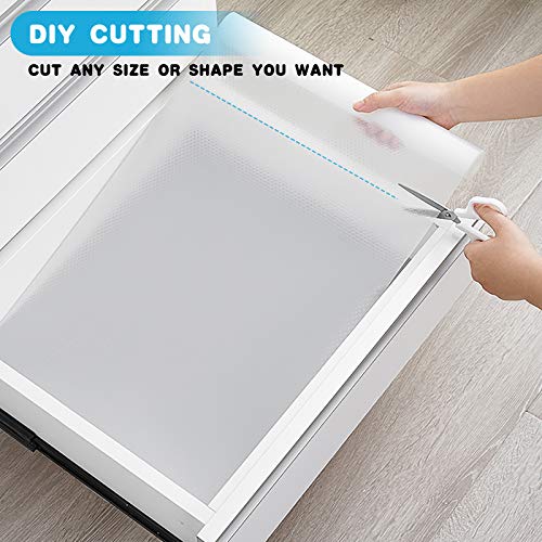 POLENTAT Shelf and Drawer Liner, Non Adhesive EVA Material Kitchen Cabinet Refrigerator Liner, 17.5 x 197 Inches, Waterproof Cupboard Fridge Non-Slip Mat