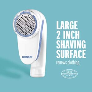 Conair Fabric Shaver and Lint Remover, Battery Operated Portable Fabric Shaver, White