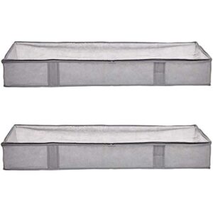 amazon basics under bed fabric storage container bags with window and handles – 2-pack, 18 x 42 x 6 inches, gray