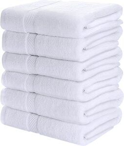 utopia towels 6 pack bath towel set, 100% ring spun cotton (24 x 48 inches) medium lightweight and highly absorbent quick drying towels, premium towels for hotel, spa and bathroom (white)