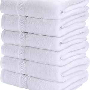 Utopia Towels 6 Pack Bath Towel Set, 100% Ring Spun Cotton (24 x 48 Inches) Medium Lightweight and Highly Absorbent Quick Drying Towels, Premium Towels for Hotel, Spa and Bathroom (White)