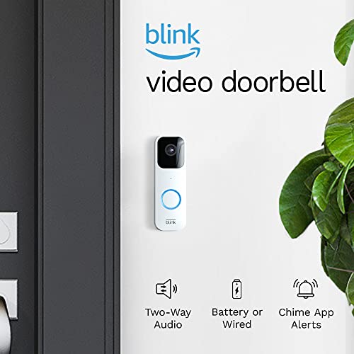 Blink Video Doorbell | Two-way audio, HD video, motion and chime app alerts, and Alexa enabled — wired or wire-free (White)