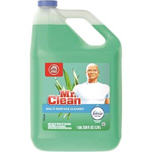 mr. clean multipurpose cleaning solution with febreze, 128 oz. capacity bottle, meadows and rain scent green 3.78 liter