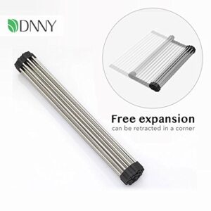 Dish Rack Sponge Holder Stainless Steel RV Roll up Shelf Over Sink Drainer for Recreational Vehicle Large (17.2x15.7x0.7) inch