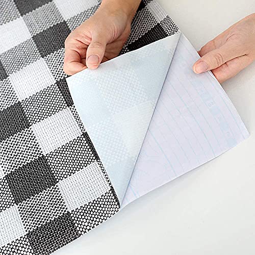 Self Adhesive Vinyl Black and White Plaid Shelf Liner Contact Paper for Cabinets Dresser Drawer Cupboard Table Desk Furniture Walls Decor 17.7"X117"