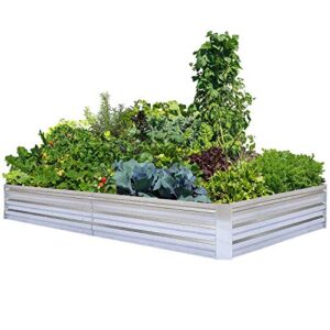 foyuee galvanized raised garden beds for vegetables large metal planter box steel kit flower herb, 8x4x1ft