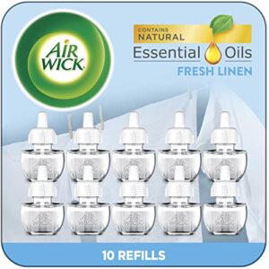 air wick plug in scented oil refill, 10ct, fresh linen, air freshener, essential oils, eco friendly pack